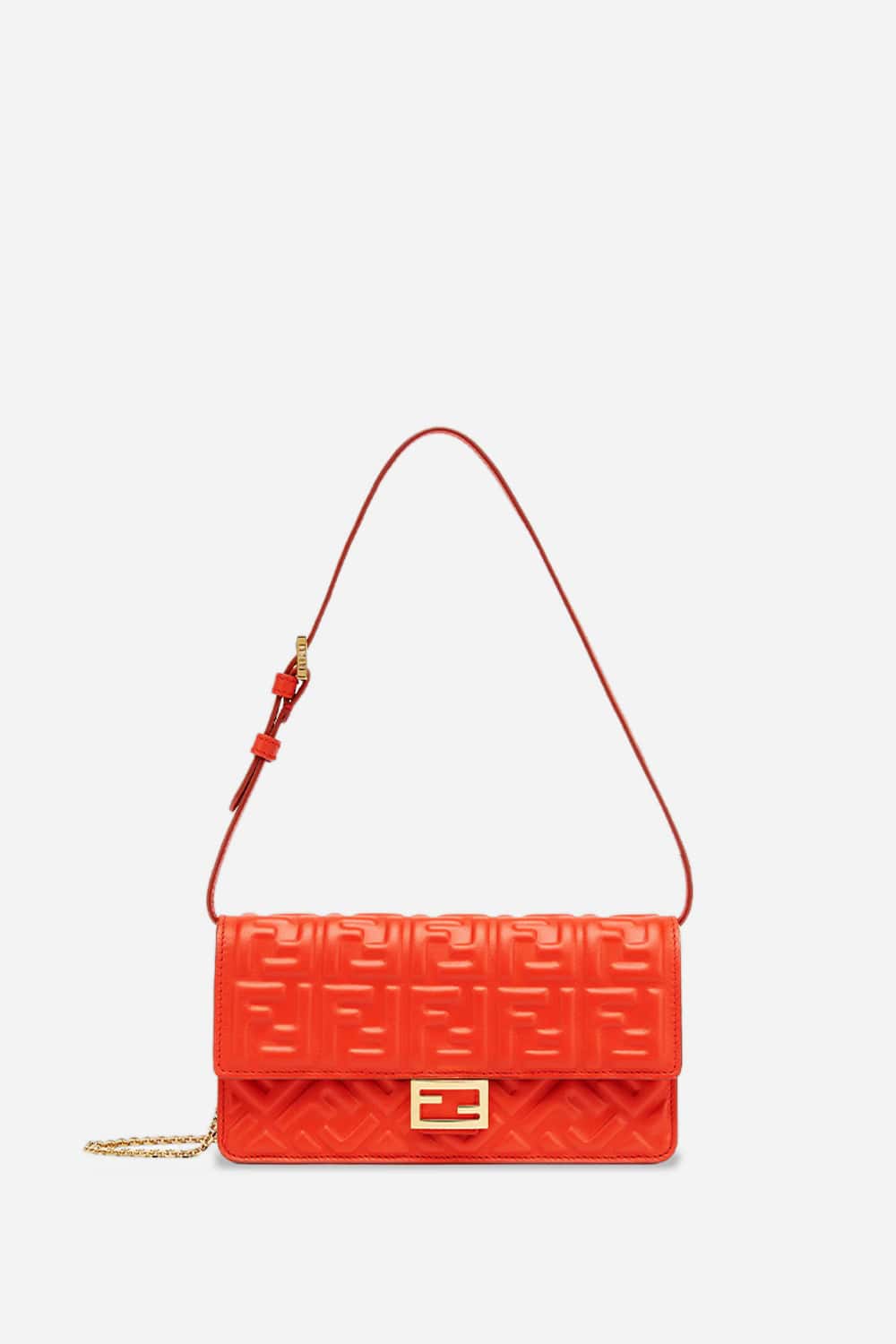 Fendi - Baguette red leather wallet with chain | Exclusive Designer ...