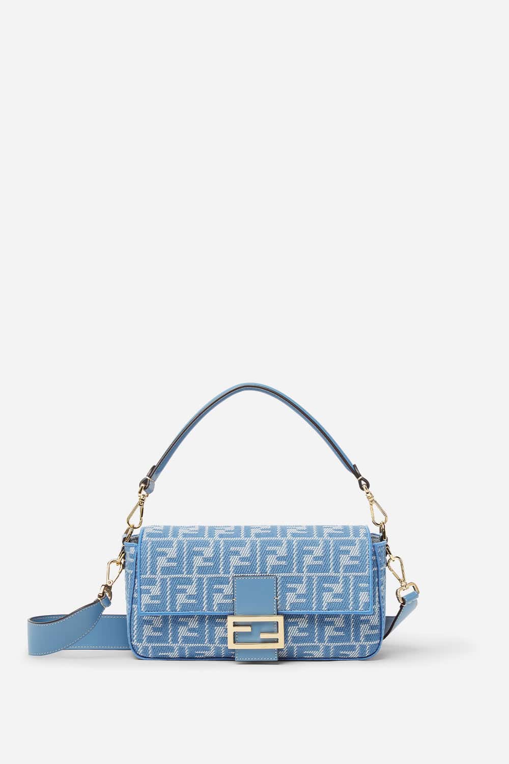 Fendi - Baguette blue denim-effect FF jacquard bag | Exclusive Designer ...